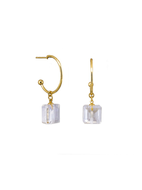 Tiger Tree Clear Square Crystal Drop Hoops Gold – Taylor Francis and Co
